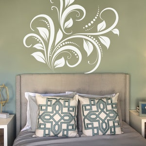 Swirl Flower Floral Vinyl Wall Decal Sticker. Living Room Wall Art ...