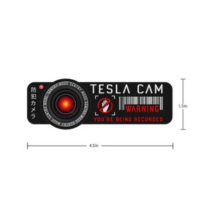 Tesla Cam Security Warning Sticker. Model 3, Y, X, S Sentry Mode Car ...