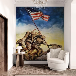 American Flag Wallpaper Mural – Patriotic Art Military Wall Decor ...