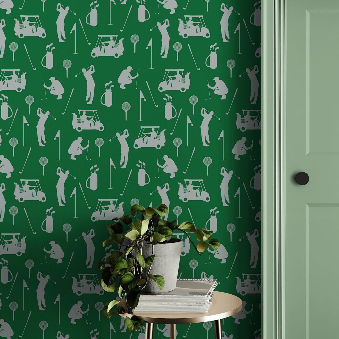 Golf Pattern Wallpaper Mural – Office and Home Decor for Golf ...