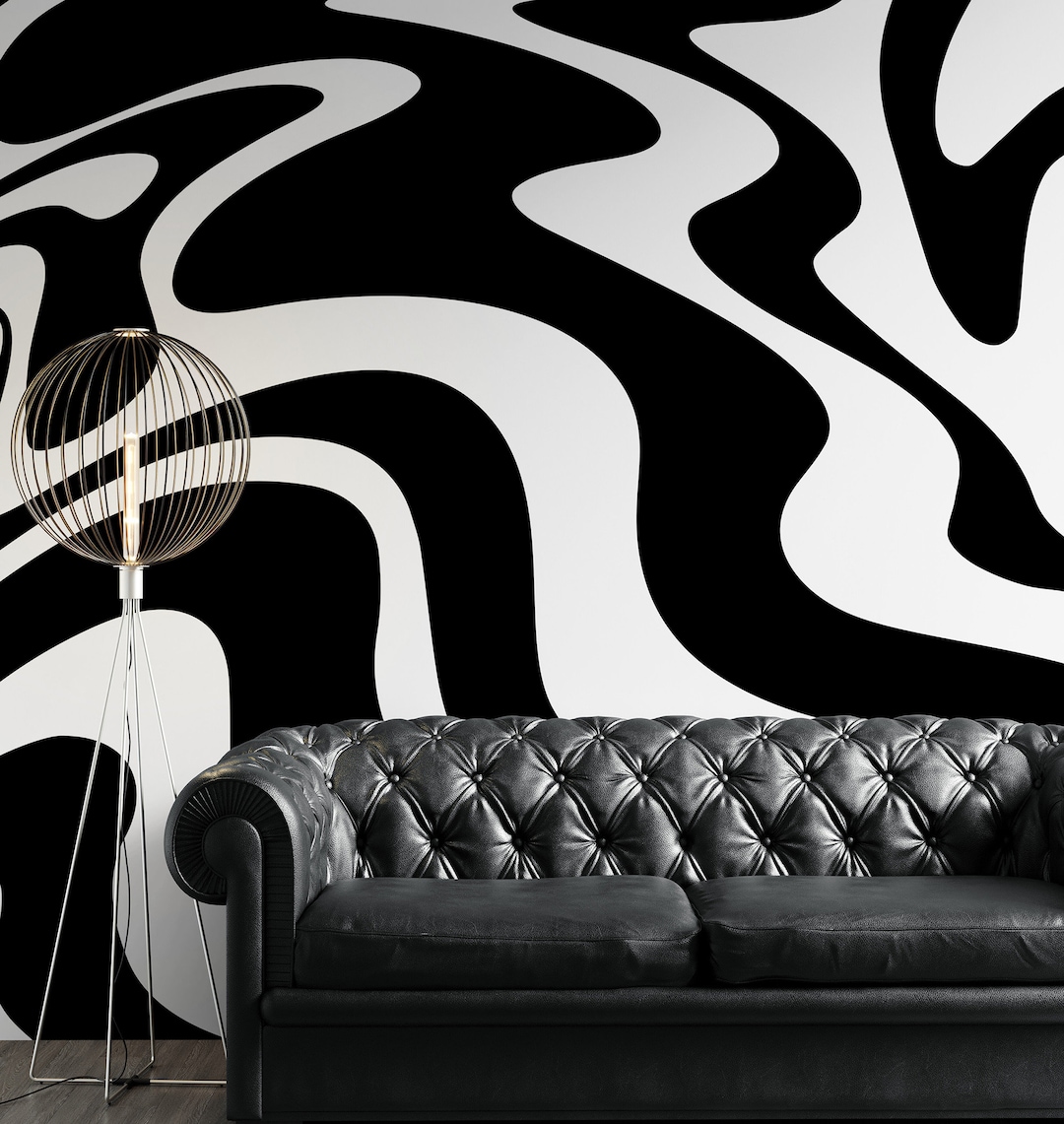 Swirl Lines Peel and Stick Wallpaper. Removable Wallpaper. Abstract ...