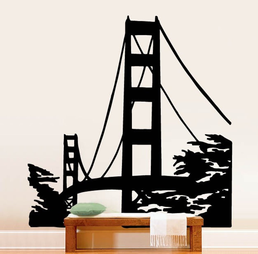 Golden Gate Bridge Vinyl Wall Decal Sticker. San Francisco Theme Decor ...