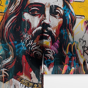 Graffiti Art of Jesus Christ Wallpaper. Peel and Stick Mural. Urban ...