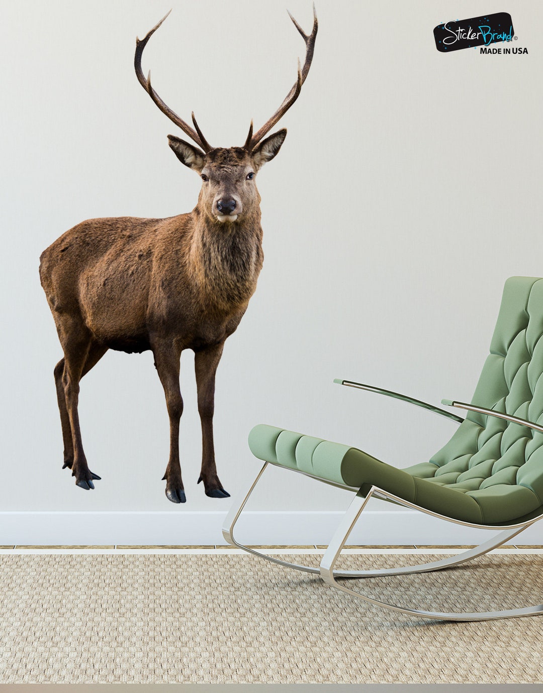 Wildlife Nature Deer Wall Decal Sticker. Posing and Staring. Large Horn ...