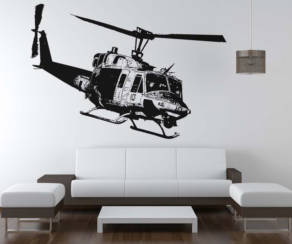 Military Huey Helicopter Wall Decal Sticker. Gift for Veteran. Navy ...