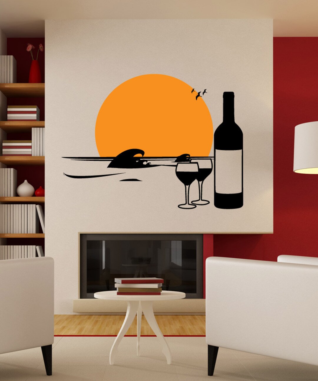 Vinyl Wall Decal Sticker Wine With Beach Sunset 1212B - Etsy