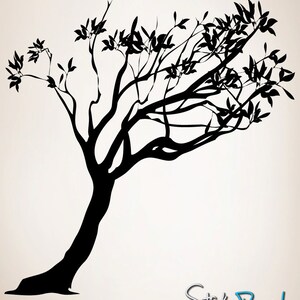 Vinyl Wall Decal Sticker Leaning Tree 84inx82in Item Ac153m - Etsy