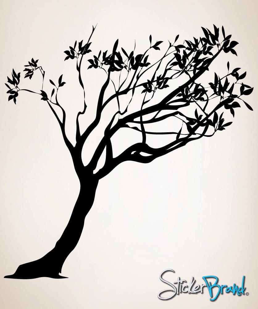 Vinyl Wall Decal Sticker Leaning Tree 84inx82in Item Ac153m - Etsy