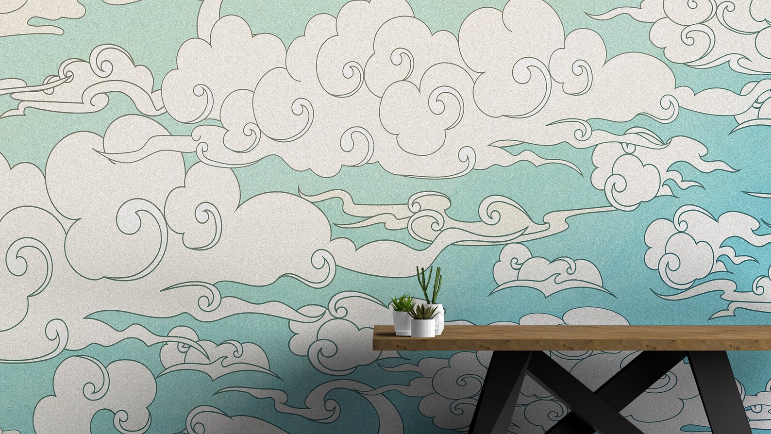 Japanese Traditional Curly Cloud in Sky Abstract Illustration - Etsy