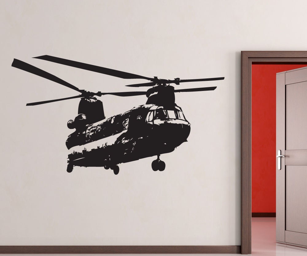 Military Chinook Helicopter Wall Art Decal Sticker. Veteran's Day Gift ...