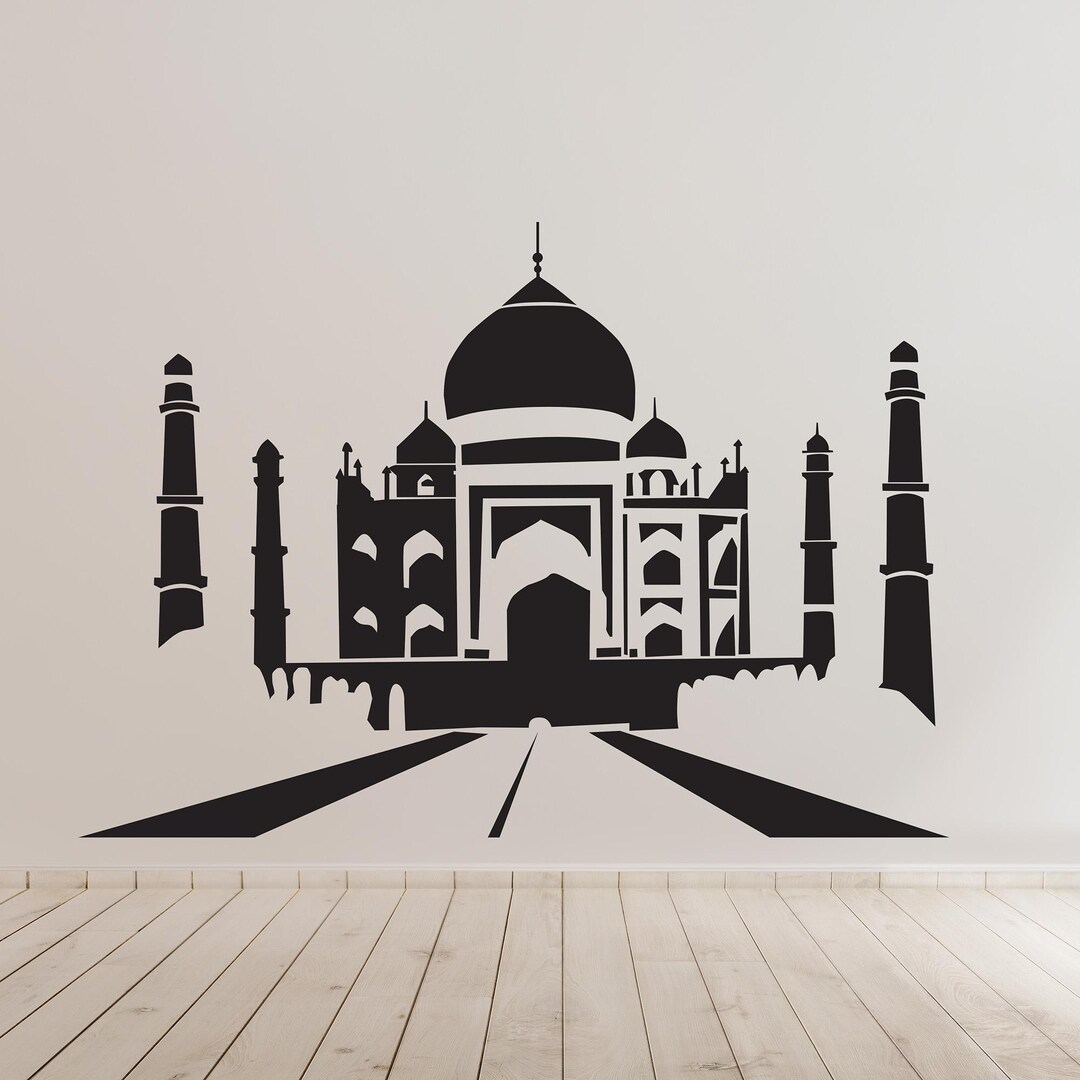 Taj Mahal Wall Decal Sticker. Taj Mahal Silhouette. India Theme Wall ...