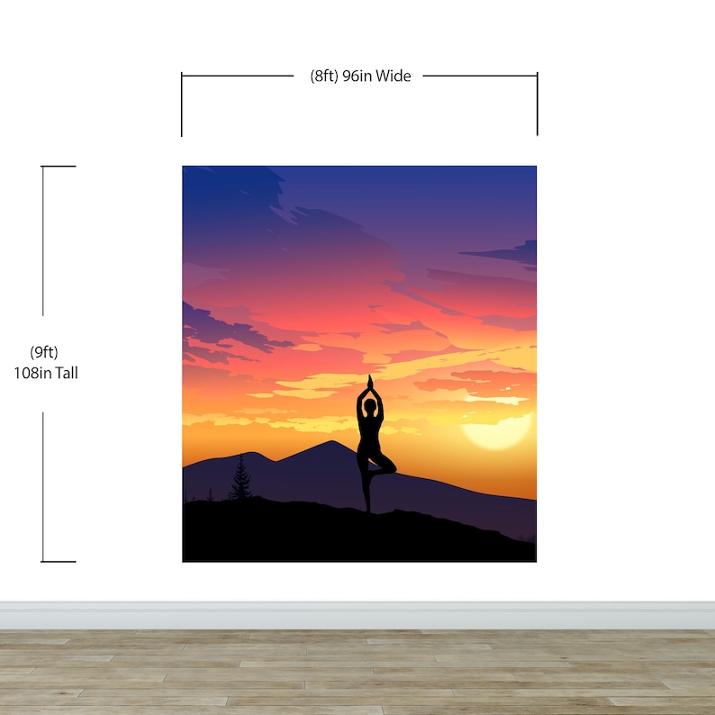 Yoga Wall Mural. Meditation Pose on Top of Mountain View. Calm - Etsy