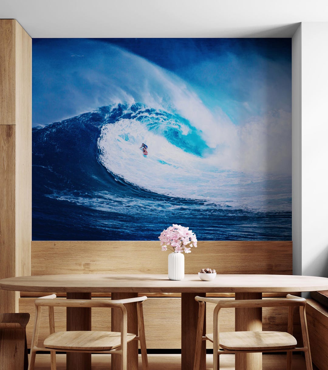 Surfer Wall Art. Surf Wave Wallpaper Peel and Stick Mural. Blue Ocean ...