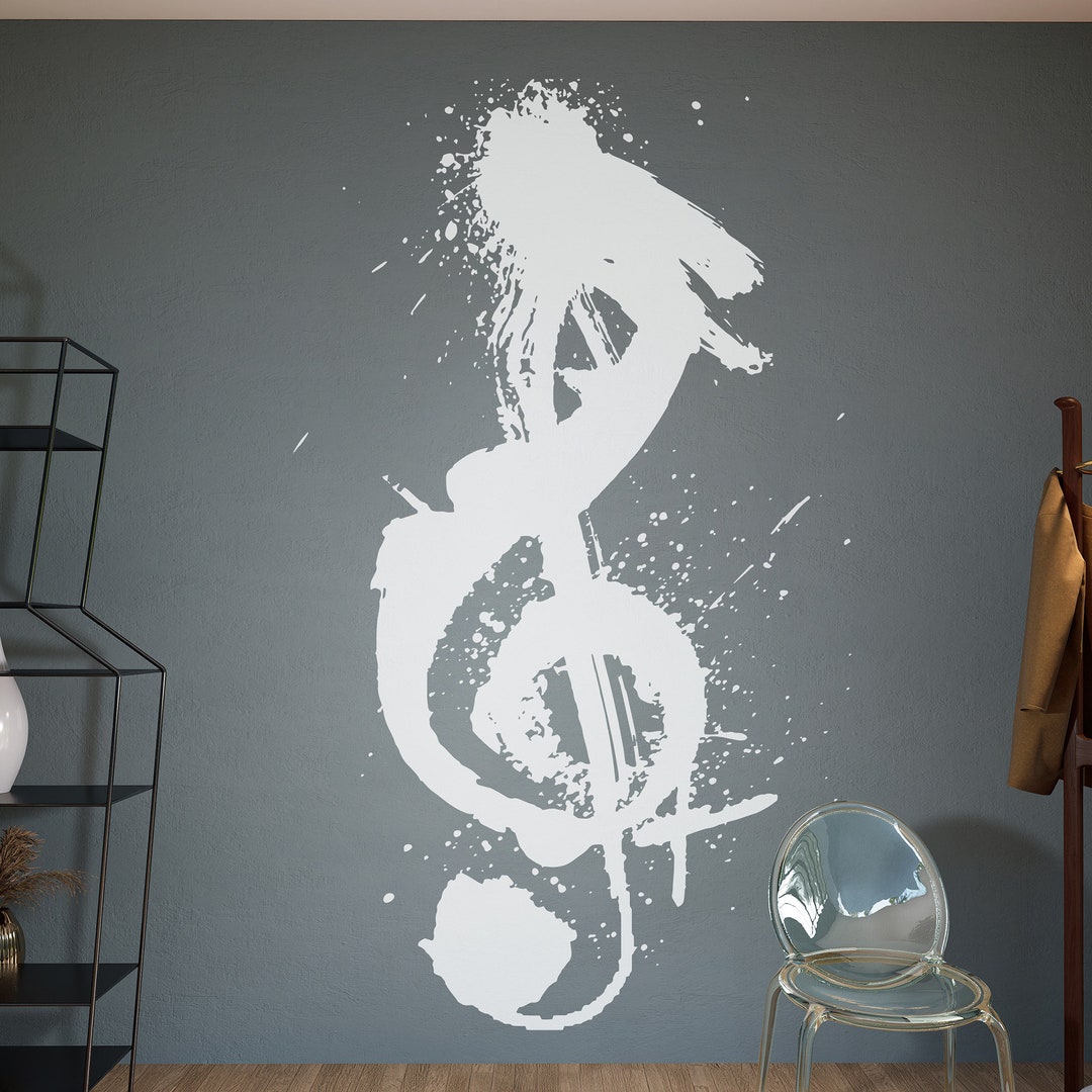 Music Wall Art. Grunge Music Treble Clef Note Wall Decal - Perfect Gift ...
