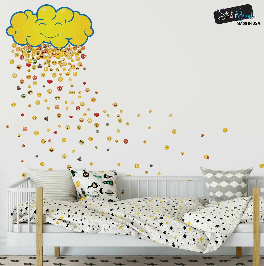 Happy Cloud Raining 200 Emoticons Wall Decal Sticker. Great Party ...