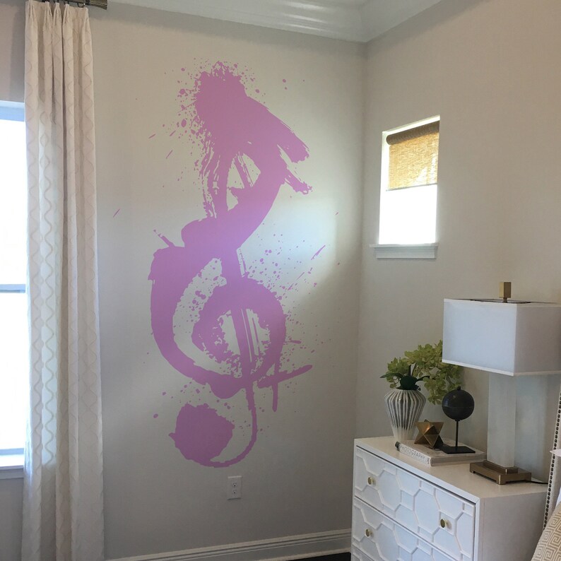 Music Wall Art. Grunge Music Treble Clef Note Wall Decal - Perfect Gift ...