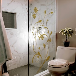 Shower Glass Decal Sticker. Bedroom Flower Decal Sticker. Floral Closet ...