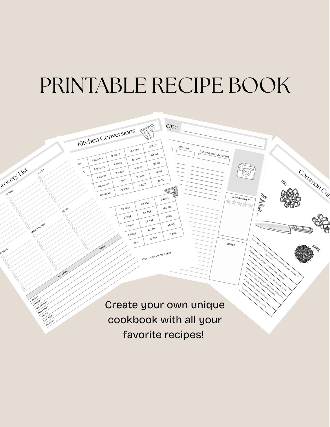 Printable Recipe Book! - Etsy