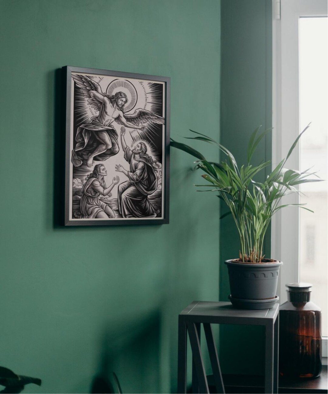 Medieval Woodcut Art | Black & Beige Religious Engraving | Good Vs ...