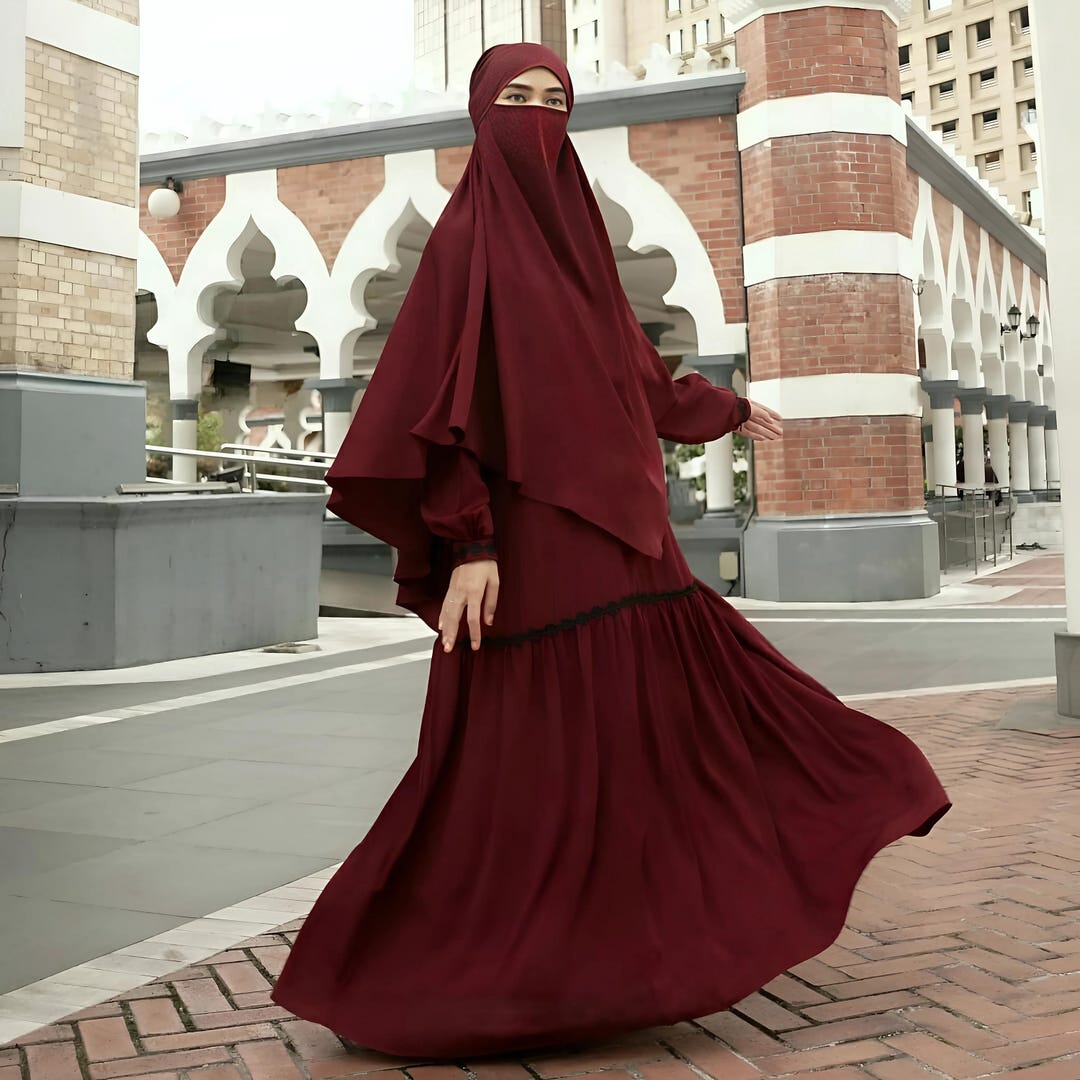 Jasmine Lace Abaya: French Khimar Niqab, Muslim Maxi Dress - Etsy