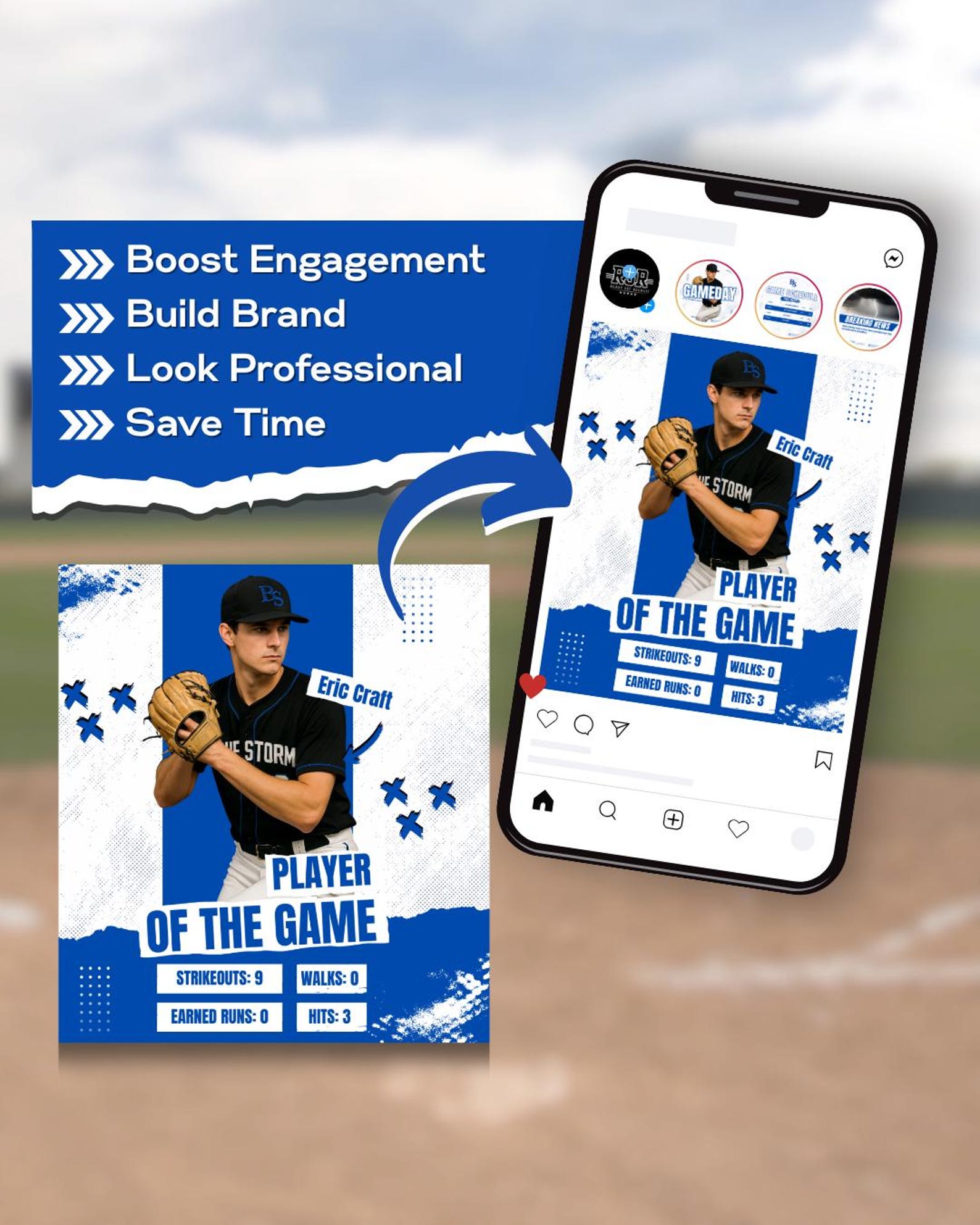 Baseball Social Media Templates | Canva Team Graphics (digital Download ...