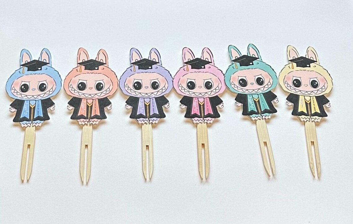 Labubu Graduation Cupcake Toppers | 12 Toppers - Etsy