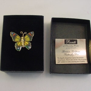 Vintage Ronte of Beverly Hills Gold Tone Butterfly Brooch in Original ...