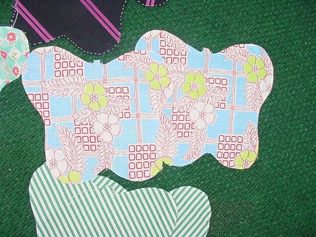 Vintage Quilt Pieces Unfinished Butterfly Pattern Fabric Cut Outs 21 ...