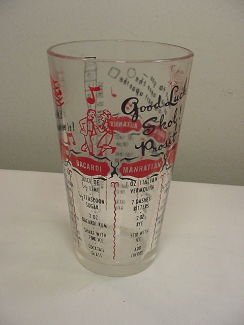 Vintage Good Luck Barware Mixing Glass With Cocktail Mixing | Etsy