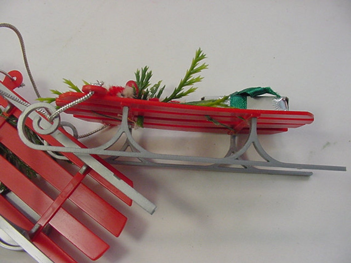 Set of Three Vintage Plastic Snow Sled Christmas Decorations - Etsy