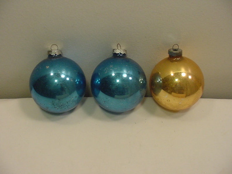 3 Vintage Large Shiny Brite Mercury Glass Christmas Ornaments - Etsy