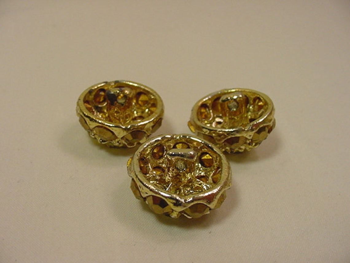 Set of 3 Vintage Gold Rhinestone Buttons 11 - 1158 - Etsy