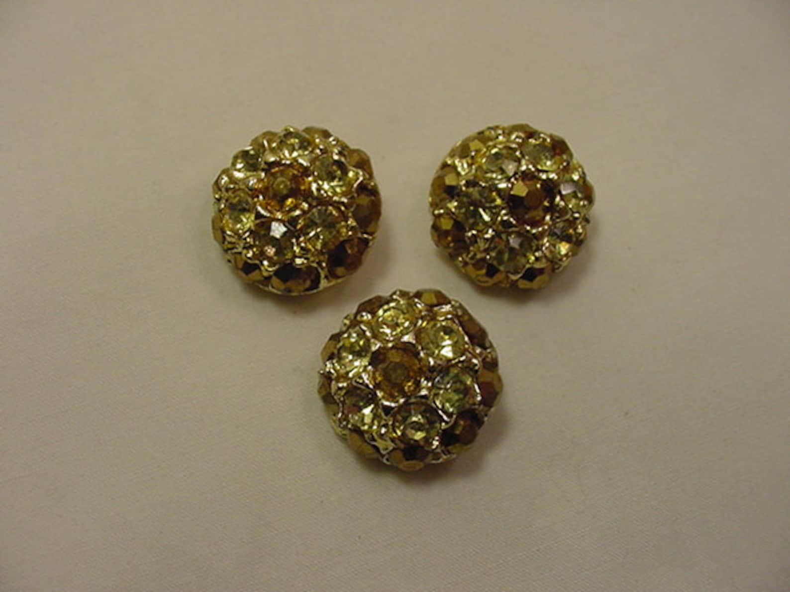 Set of 3 Vintage Gold Rhinestone Buttons 11 - 1158 - Etsy