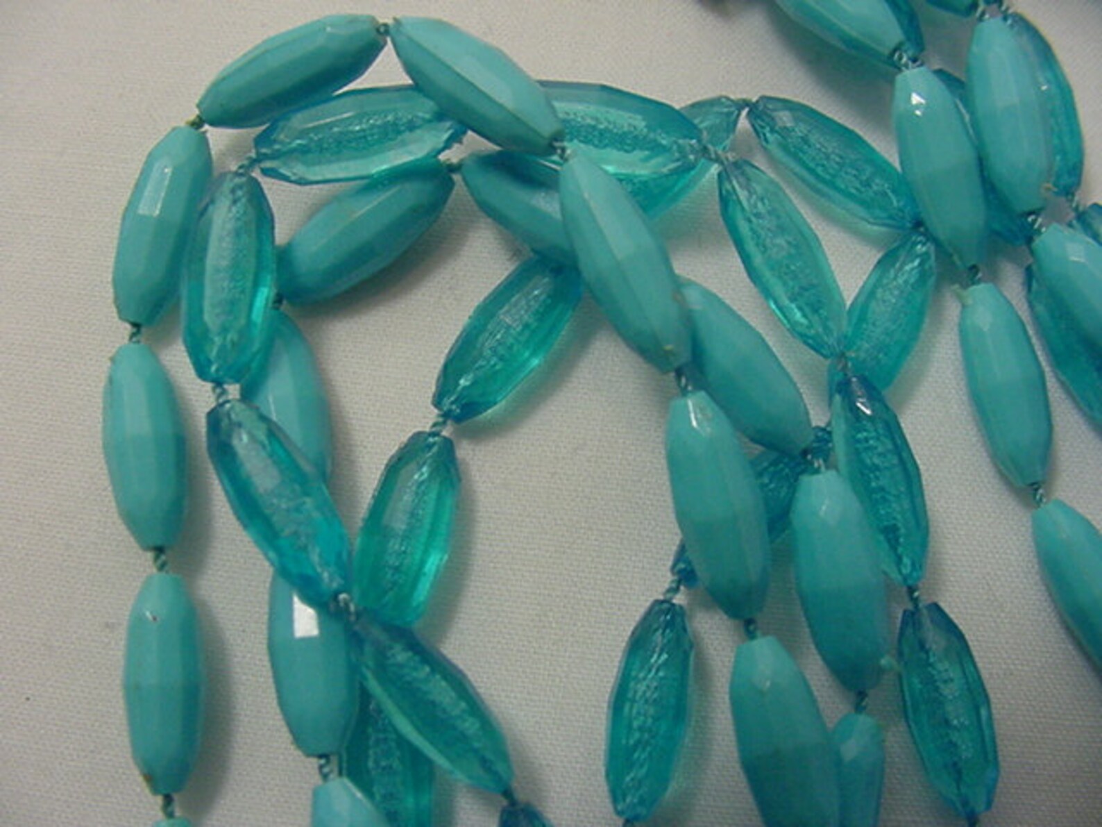 Vintage Blue Plastic Bead Four Strand Necklace 19 - 369 - Etsy