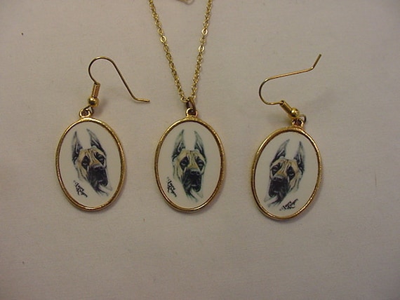 Vintage Laura Rogers Artist Signed Great Dane Dog Nec… - Gem