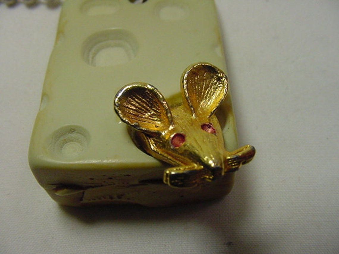 Vintage Mouse in A Swiss Cheese Block Key Chain 19 - 264 - Etsy