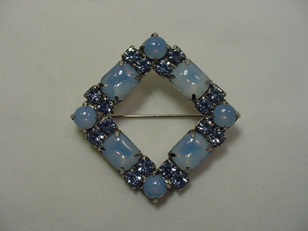 Vintage Blues Square Rhinestone Brooch 18 - 1773 - Etsy