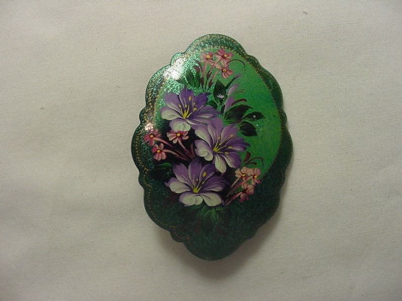 Vintage Hand Painted Artist Signed Floral Design Brooch 20 - Etsy