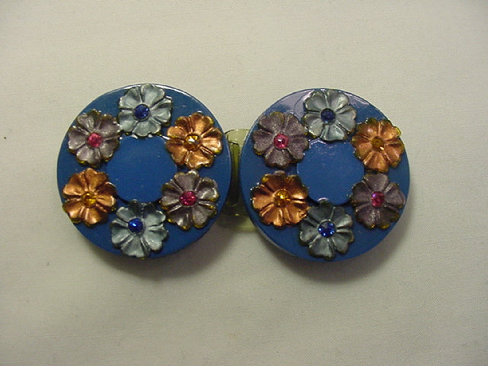Vintage Blue Plastic Belt Buckle or Cape Fastener With Flowers - Etsy