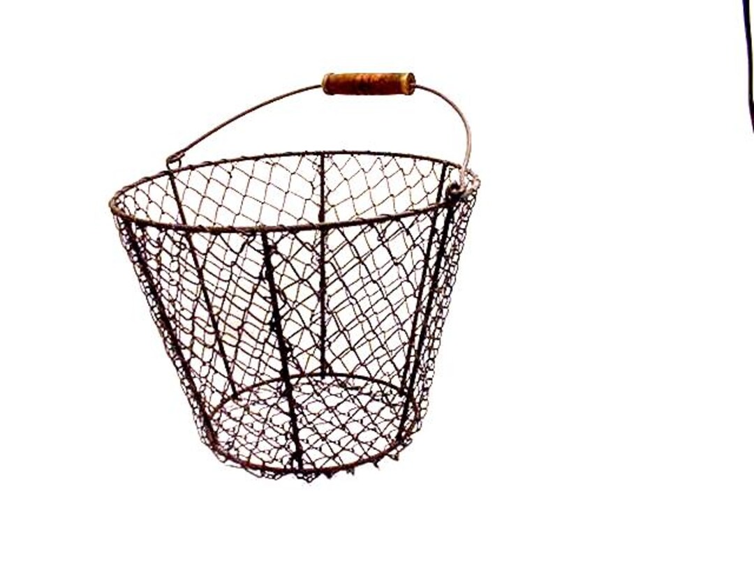 Vintage Chain Link Metal Basket With Wood Handle 25 - 384 - Etsy