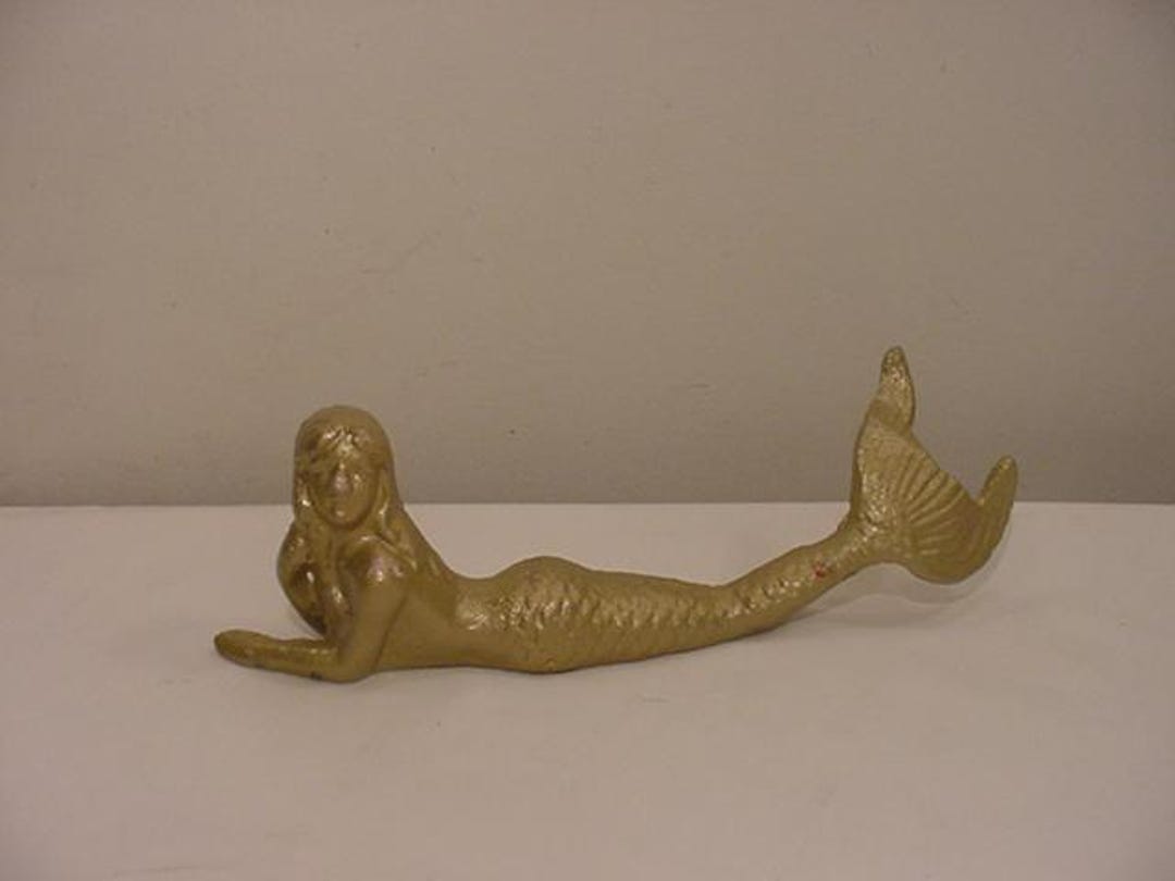 Vintage Gold Color Cast Iron Mermaid Lying Down Statue 24 262 - Etsy