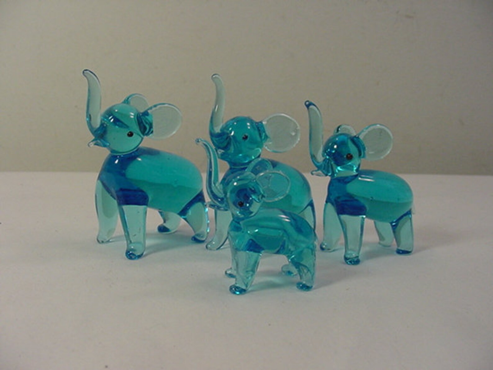 Set of 4 Vintage Art Glass Blue Elephants 19 1195 | Etsy