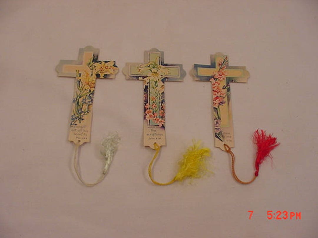 3 Antique Religious Cross Paper Book Marks 18 - 51 - Etsy