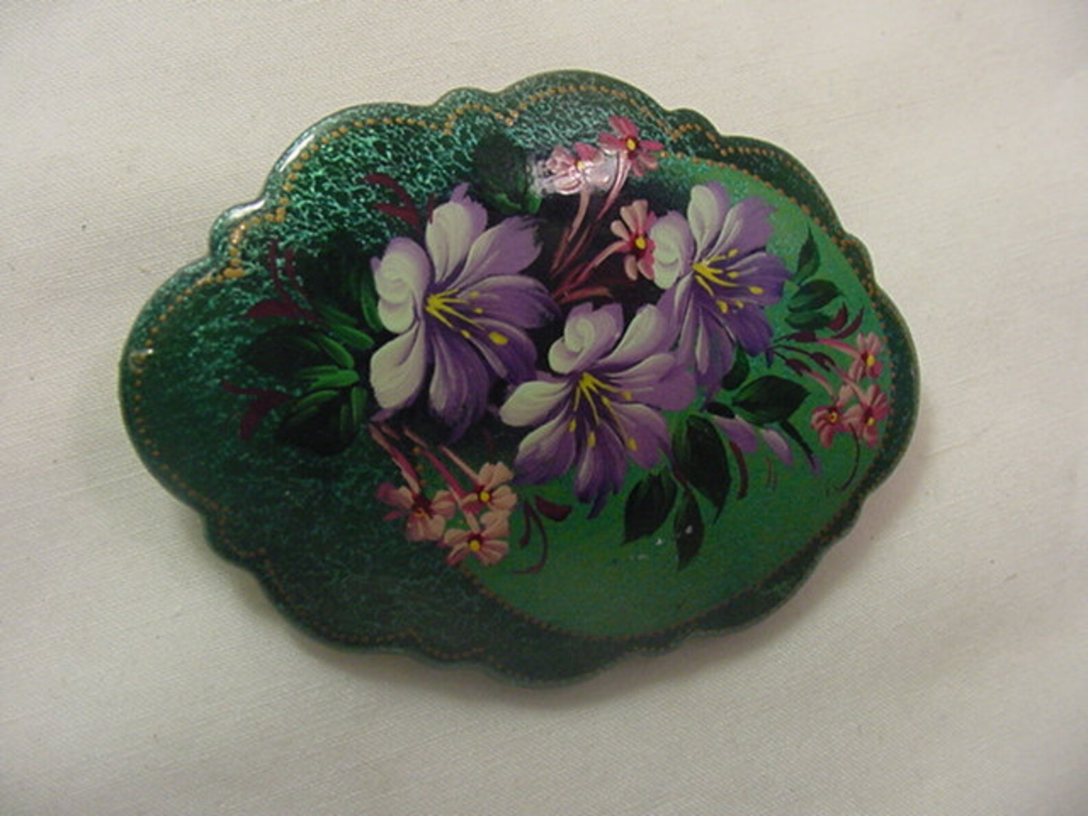 Vintage Hand Painted Artist Signed Floral Design Brooch 20 - Etsy