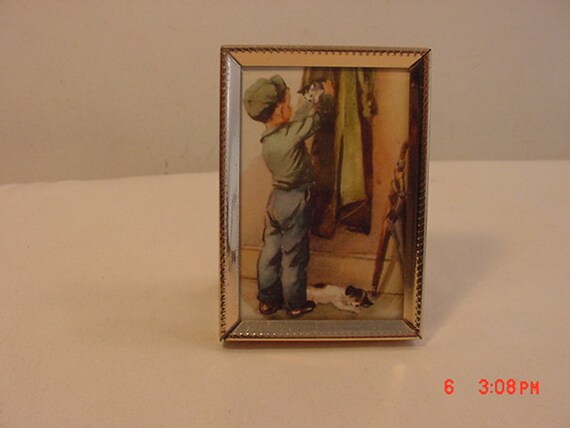 Vintage Framed Children's Picture Book Picture Little Boy | Etsy