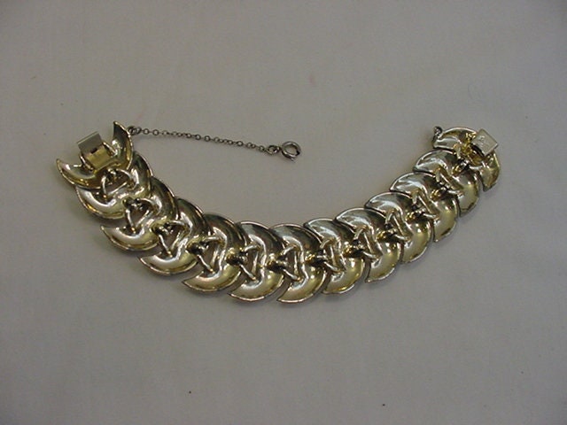 Vintage Coro Gold Tone Metal Bracelet With Safety Chain 19 | Etsy