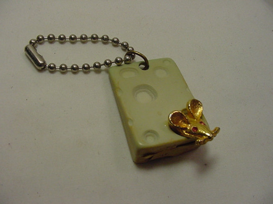 Vintage Mouse in A Swiss Cheese Block Key Chain 19 - 264 - Etsy