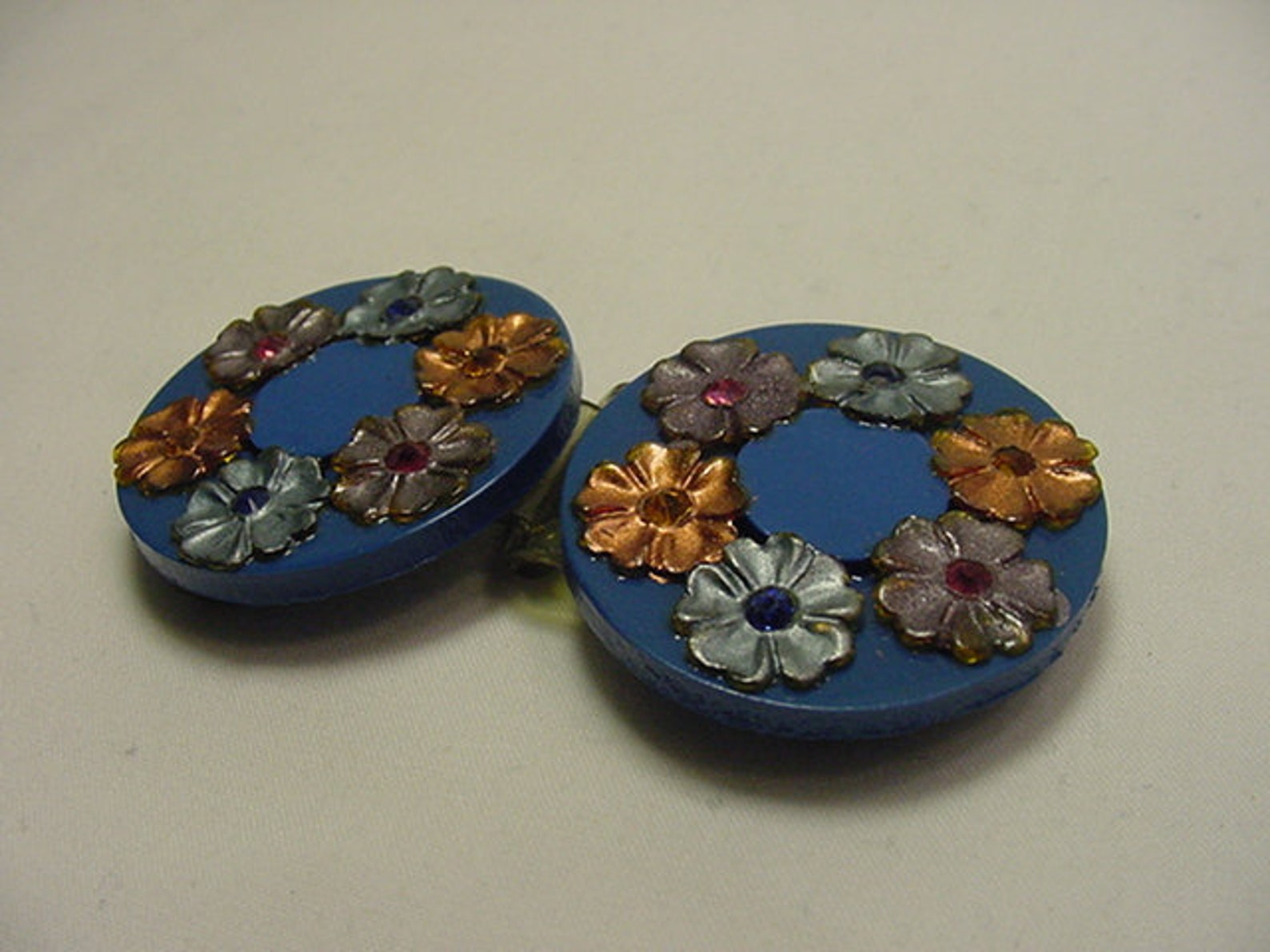 Vintage Blue Plastic Belt Buckle or Cape Fastener With Flowers - Etsy