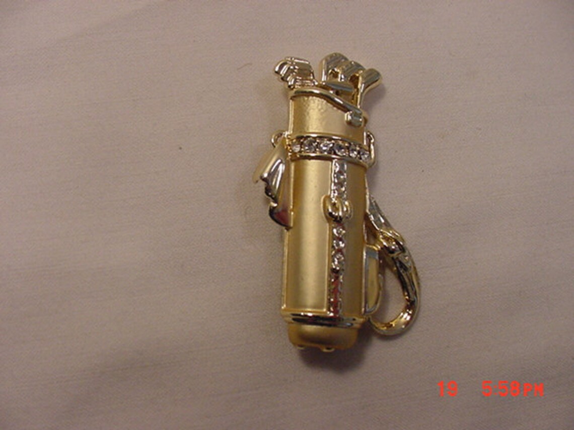 Vintage Rhinestone Accented Golf Bag & Clubs Brooch 18 740 | Etsy