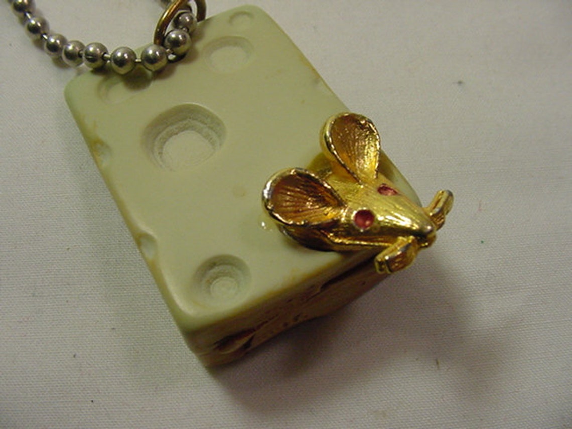 Vintage Mouse In A Swiss Cheese Block Key Chain 19 264 | Etsy